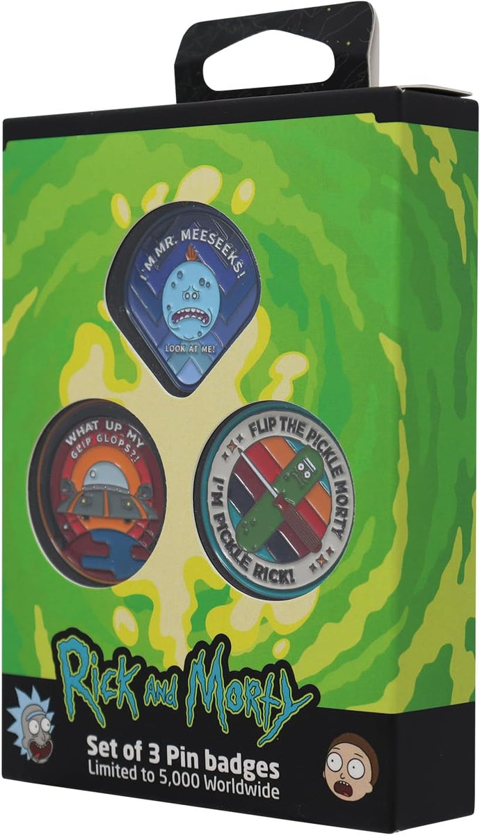 Rick and Morty | Set of 3 Limited Edition Pin Badges – JMToys.co.uk